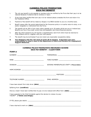 Fillable Online Cumbria Sick Pay Claim Form.doc Fax Email Print - pdfFiller