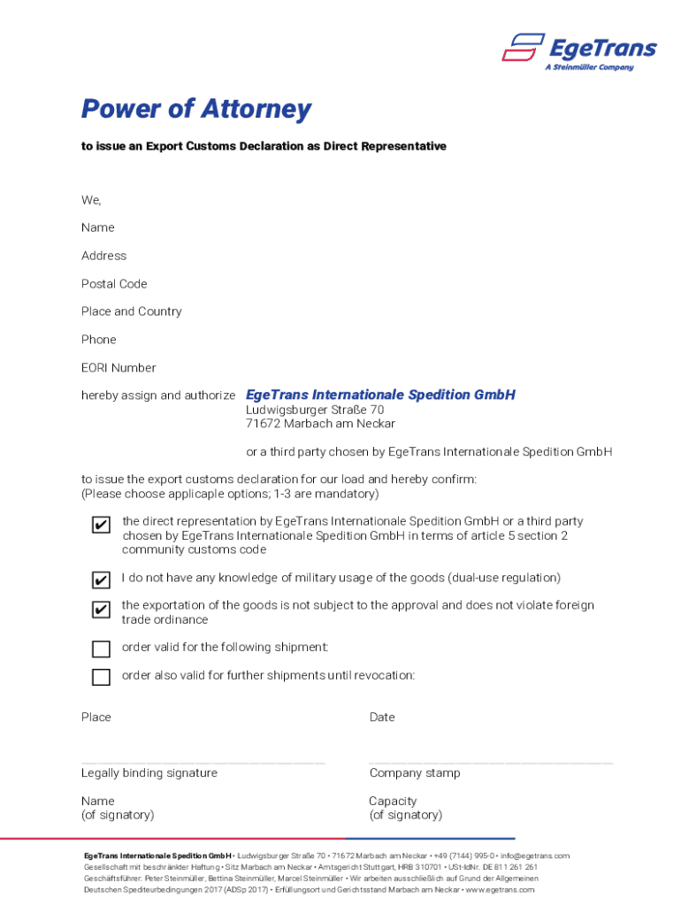 Fillable Online Is a Power of Attorney Required for International ...