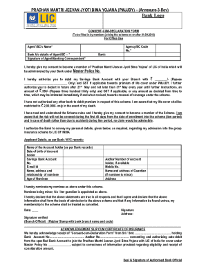 Fillable Online PMJJBY consent form Fax Email Print - pdfFiller