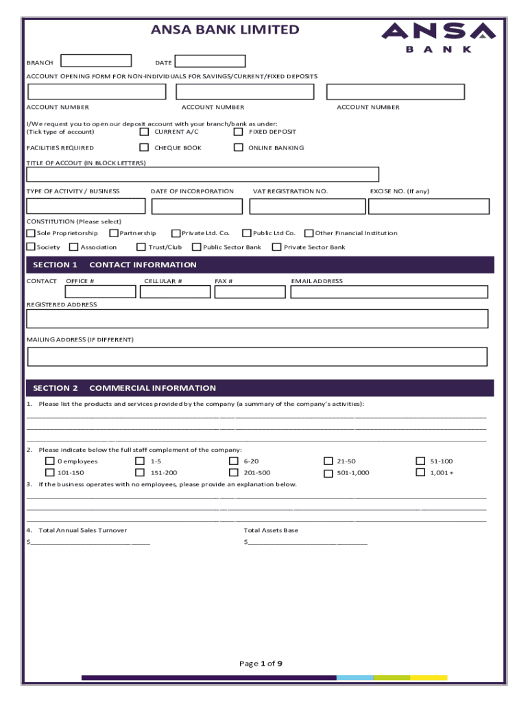 Fillable Online ANSA BANK LIMITED Fax Email Print - pdfFiller