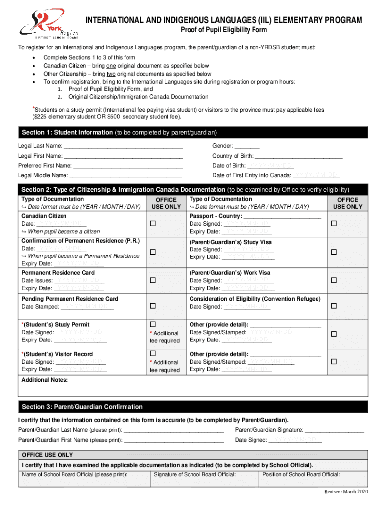 Fillable Online Proof of Pupil Eligibility Form Fax Email Print - pdfFiller
