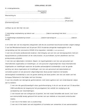 Verklaring op Eer Doc Template | pdfFiller