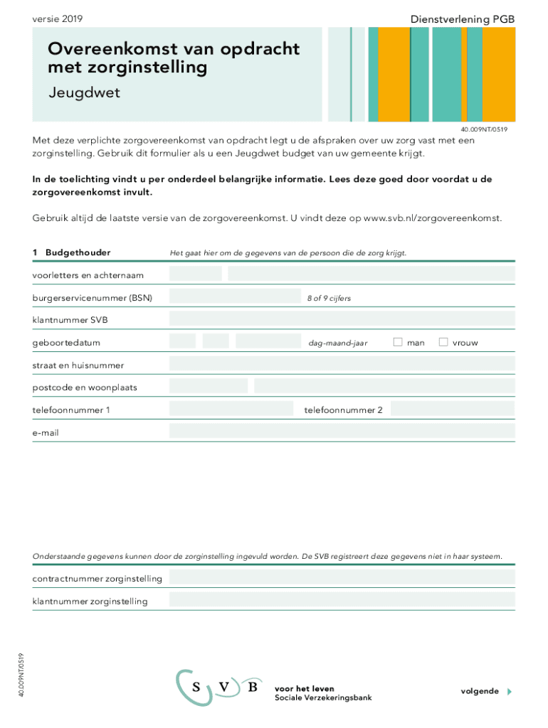 Invulbaar Online Overeenkomst van opdrachtmet zorginstelling Wlz. Met deze verplichte ...