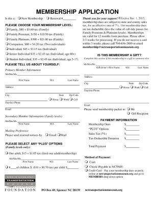 Fillable Online Membership Renewal Form Template Fax Email Print - pdfFiller