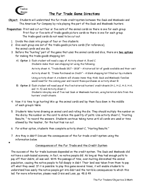 Fillable Online Trappers and Traders: A Fur Trade Card Game Fax Email ...