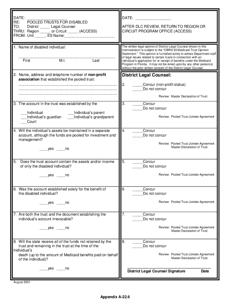Fillable Online Pooled Trusts for Individuals with Special Needs Fax ...