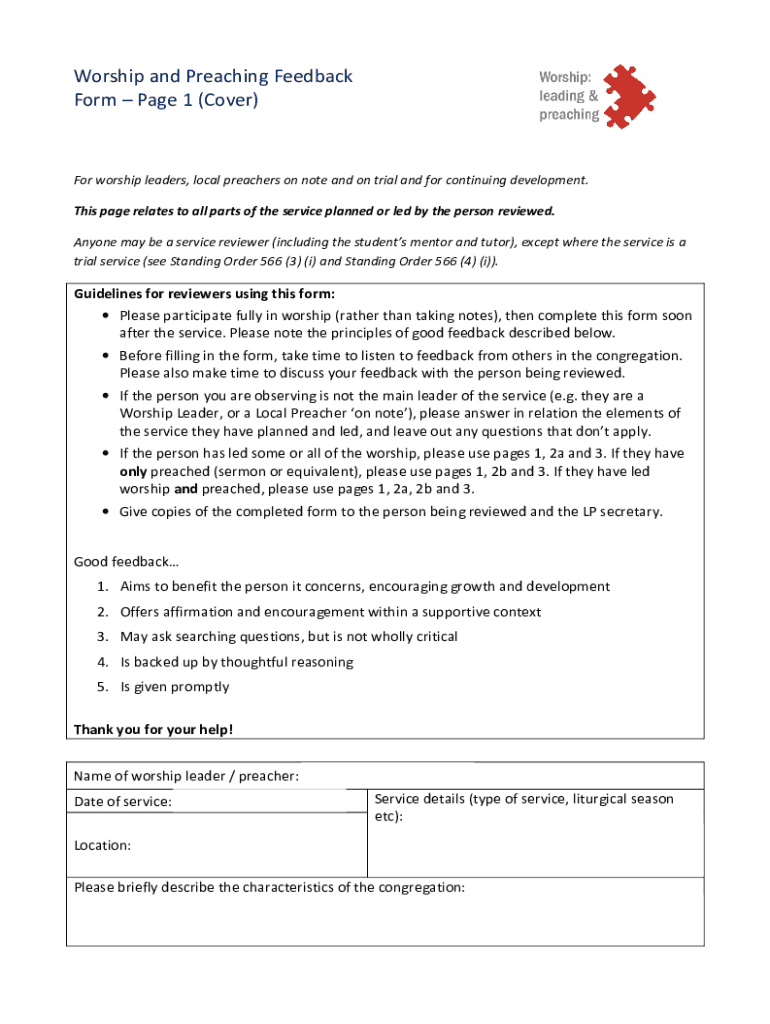Fillable Online Service Reviewers feedback form Fax Email Print - pdfFiller