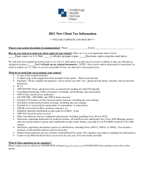 Fillable Online 2021 New Client Tax Information Fax Email Print - pdfFiller