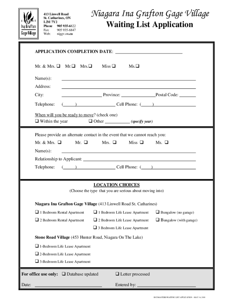 Fillable Online Ina Grafton Waiting List - Fill and Sign Printable ...