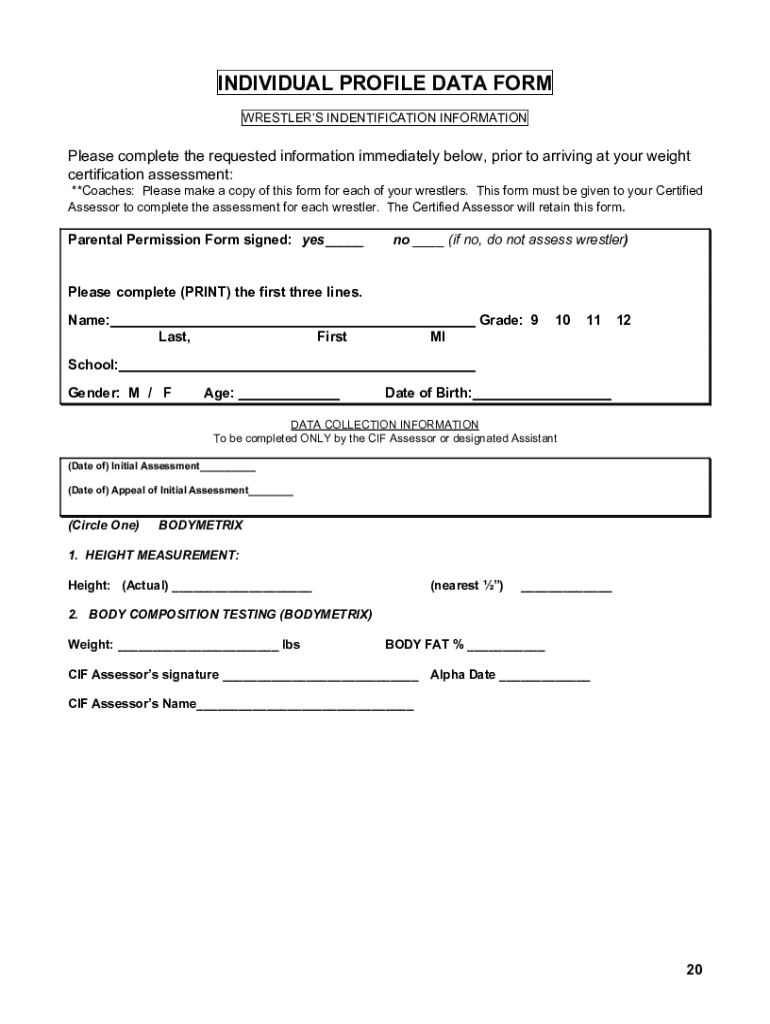 Fillable Online Get the free INDIVIDUAL PROFILE DATA FORM.docx Fax ...