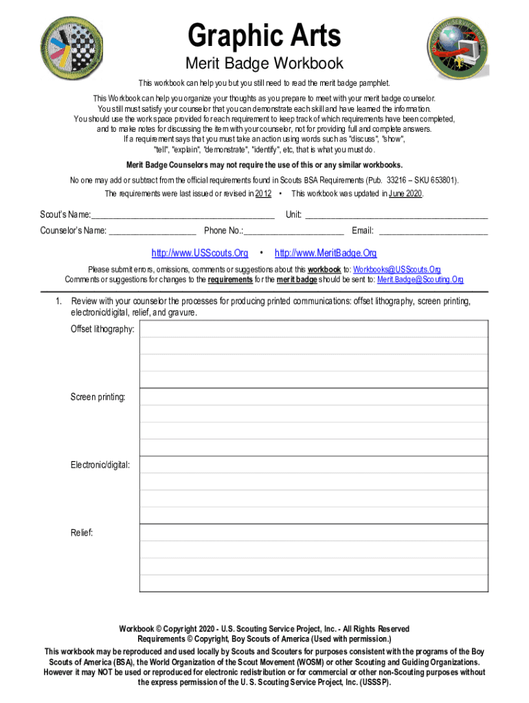 Fillable Online Art - Art Merit Badge Workbook This workbook can help ...