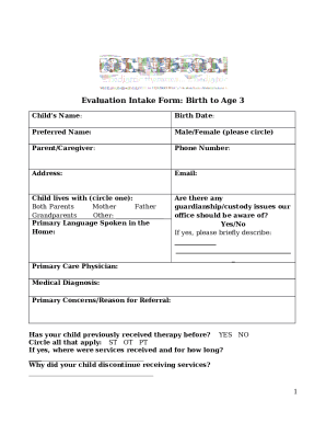 Intake Part 1: Background Ination/Family ... Doc Template | pdfFiller