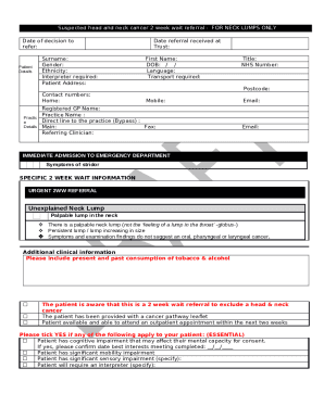 Two-week rule: suspected head and neck cancer referrals ... Doc ...