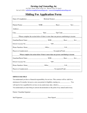 Fillable Online Sliding Fee Application Form Fax Email Print - pdfFiller