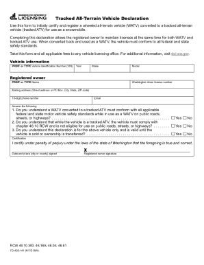 Fillable Online Tracked All-Terrain Vehicle Declaration. Form to ...