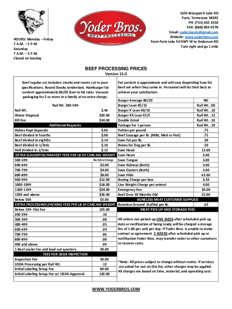 Fillable Online Business Profile - for - Yoder Brothers Meat Processing Fax Email Print - pdfFiller