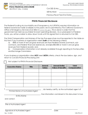 Fillable Online Form OES-FPD-011. Federal Funding Accountability and ...