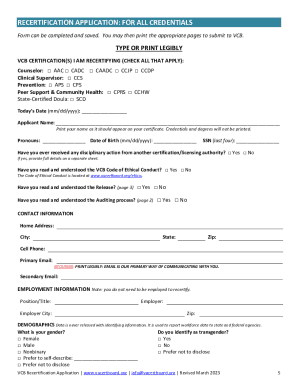 Fillable Online Recertification Application - PDF Free Download Fax ...