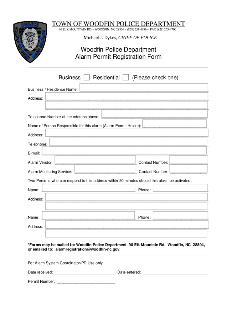 Fillable Online Michael Dykes - Chief Of Police - Woodfin Police ...