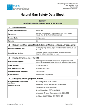 Fillable Online Natural Gas Safety Data Sheet Fax Email Print - pdfFiller