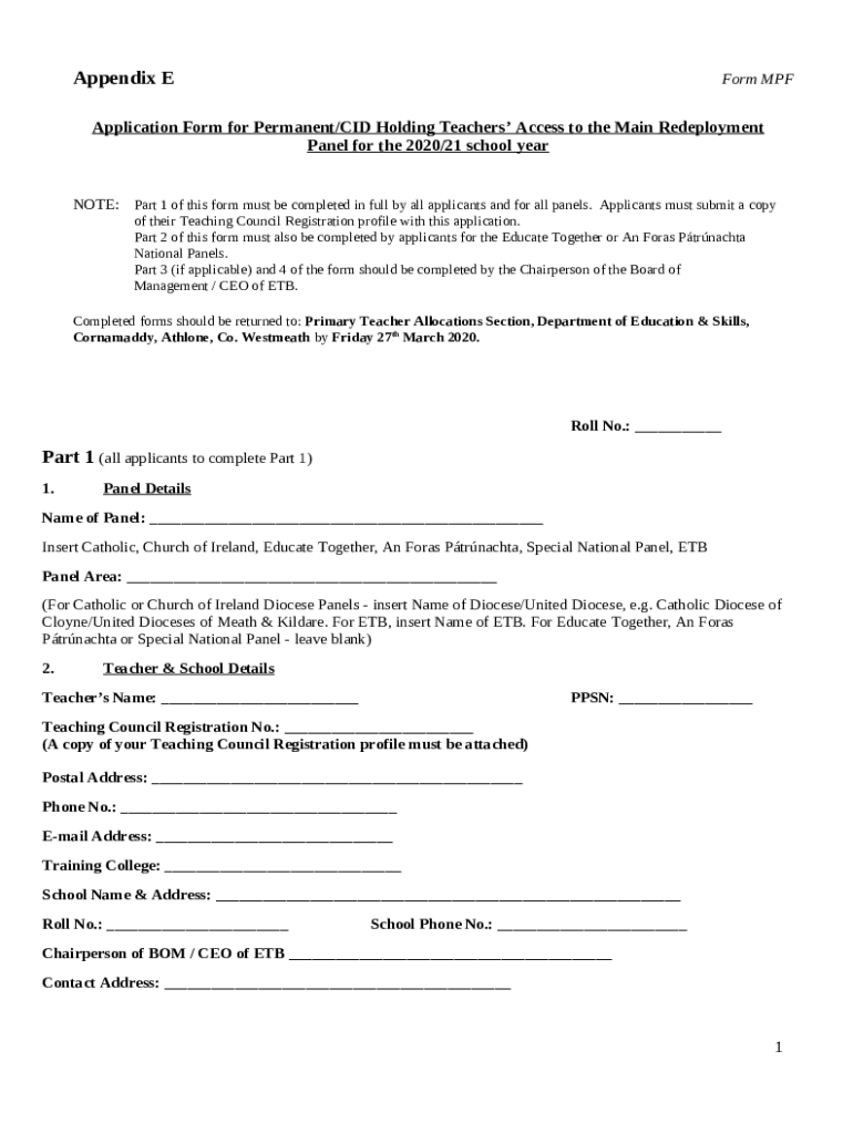 Redeployment Panel Update for the 2021/22 school ... Doc Template ...