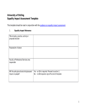 Equality Impact Assessment template Doc Template | pdfFiller