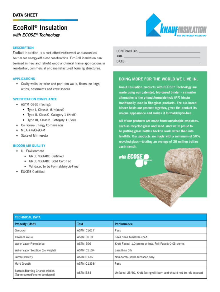Fillable Online SAFETY DATA SHEET Glass Mineral Wool with ECOSE ... Fax ...