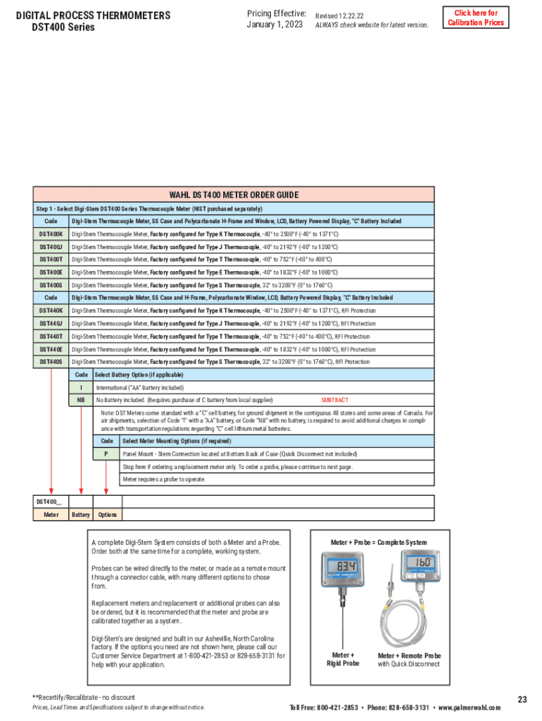Fillable Online wahl dst400 meter order guide Fax Email Print - pdfFiller