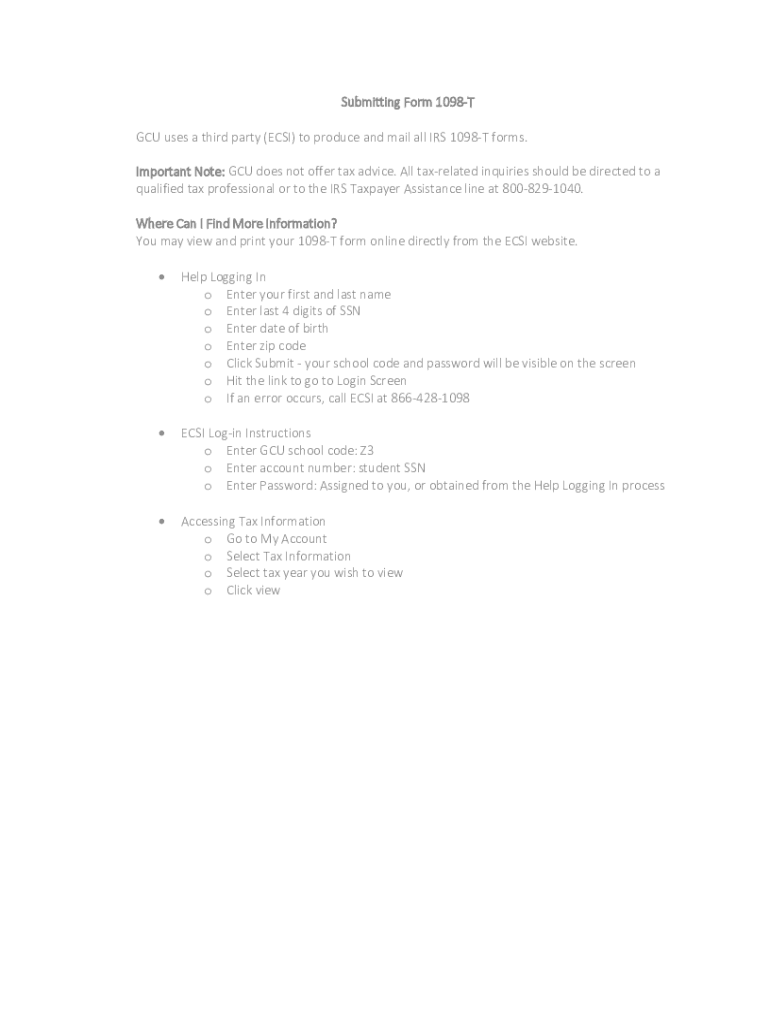 Fillable Online 1098-T Student Tax Forms Fax Email Print - pdfFiller