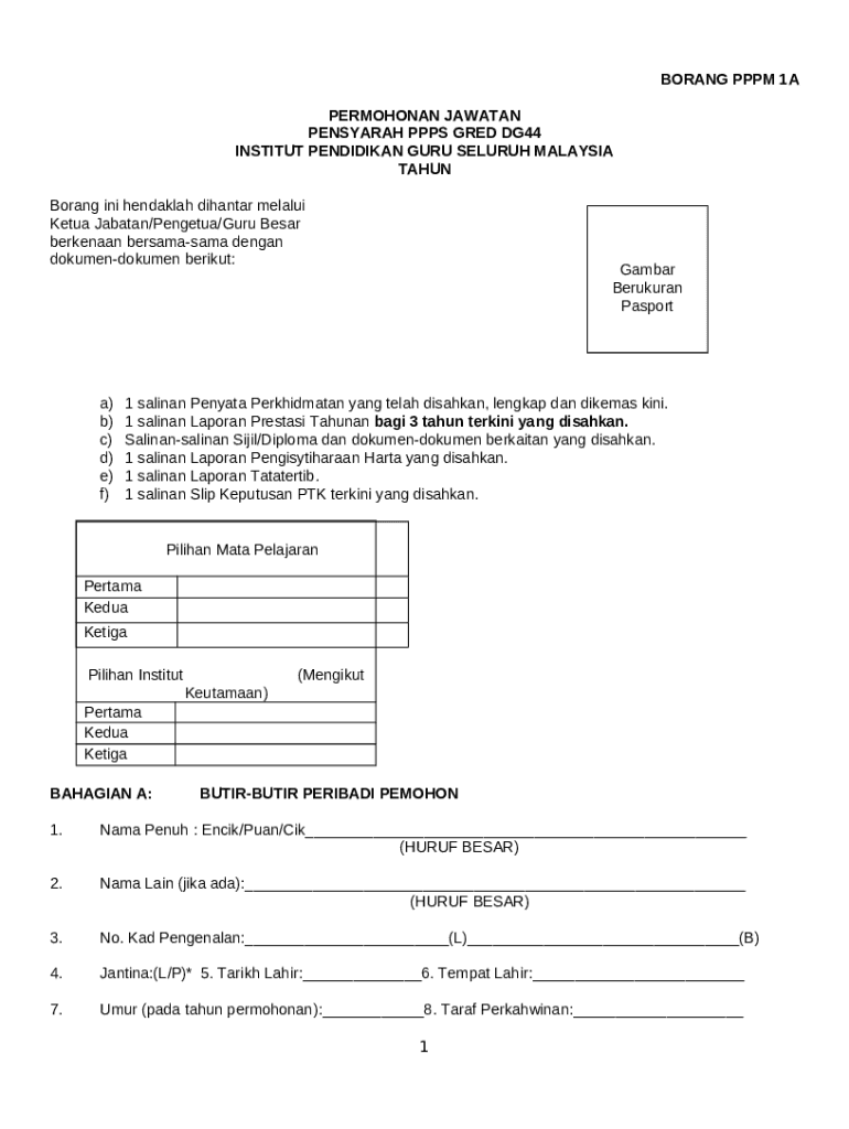 Permohonan Pensyarah, Jurulatih & Pegawai Kampus IPG ... Doc Template ...