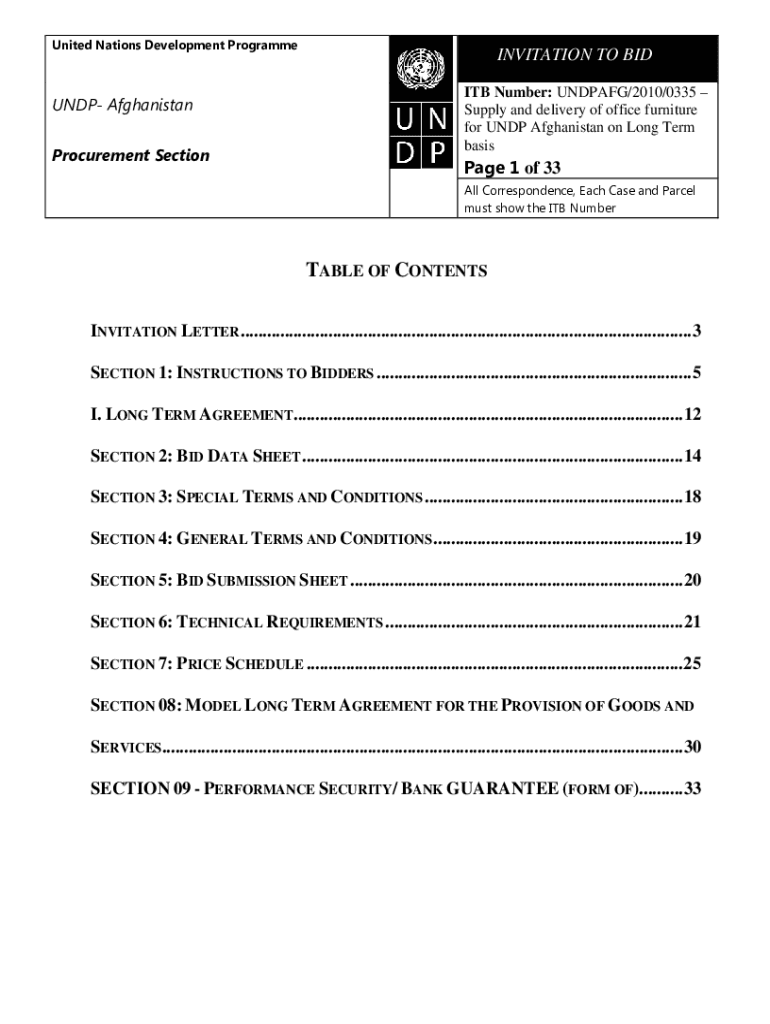 Fillable Online procurement-notices undp INVITATION TO BID Page 1 of 33 ...
