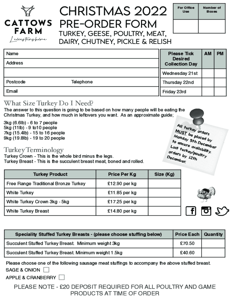Fillable Online Christmas Pre-Order Form 2022 Fax Email Print - pdfFiller