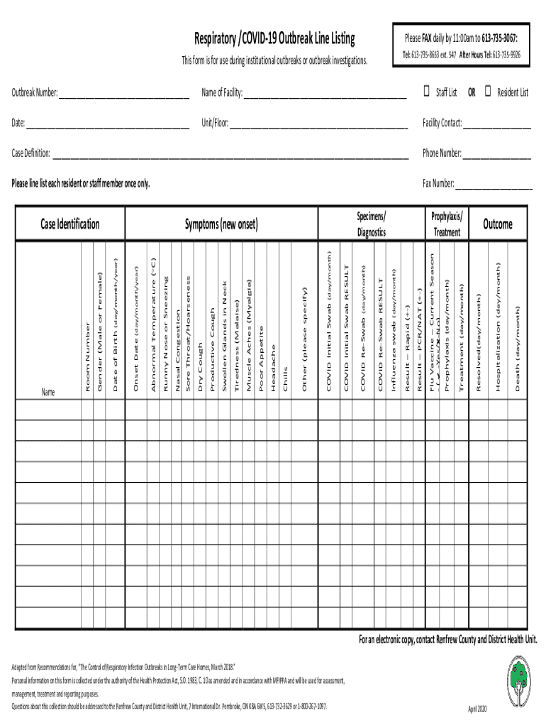 Fillable Online Tracking of COVID-19 Outbreaks in Health Care Settings ...