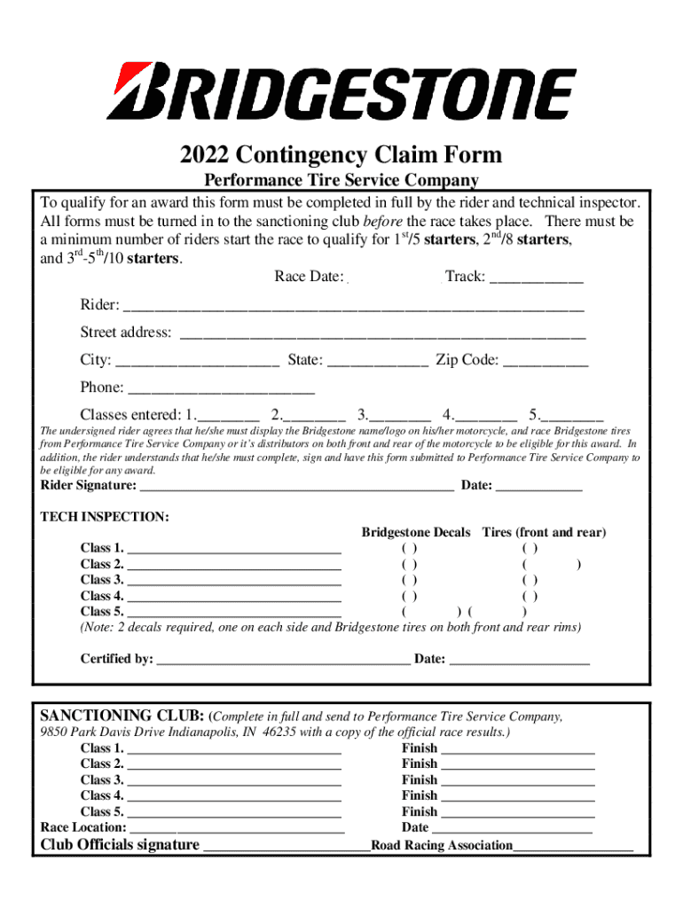 Fillable Online 2022 Contingency Claim Form Fax Email Print - pdfFiller