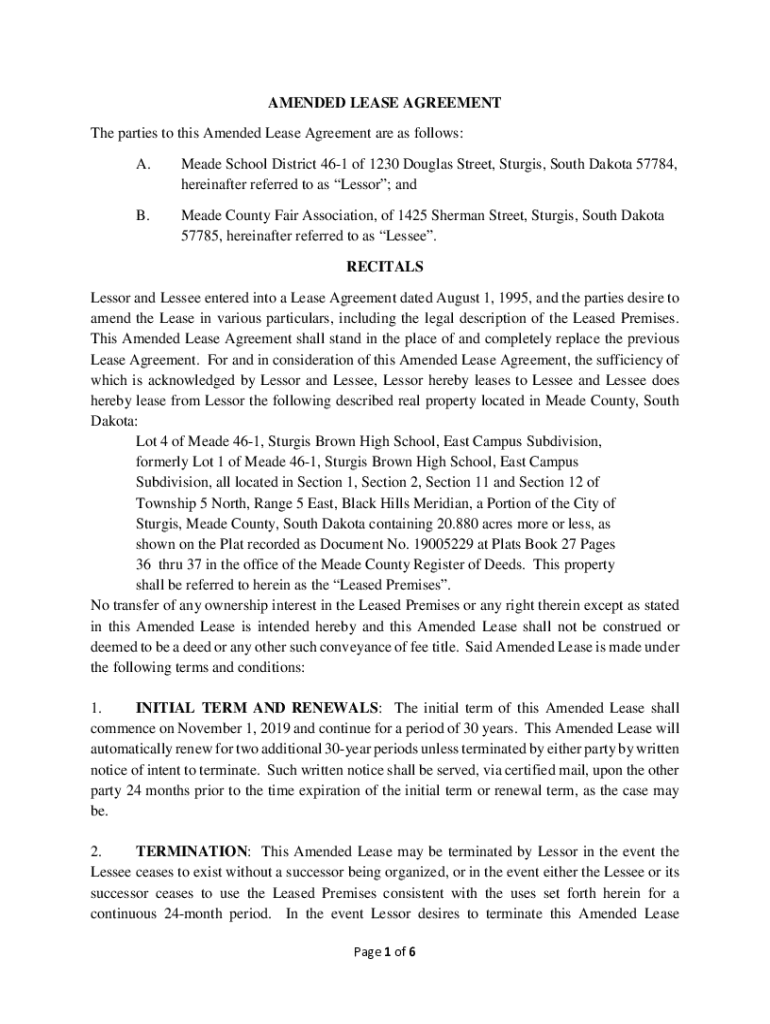 Fillable Online meade k12 sd amended lease agreement Fax Email Print ...