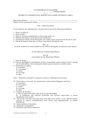 OF ANNUAL CONFIDENTIAL REPORT FOR MANIPUR ... Doc Template | pdfFiller