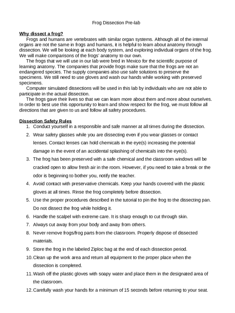 Why dissect a frog Doc Template | pdfFiller