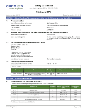 Fillable Online Safety Data Sheet: Nitric acid 65% Fax Email Print ...