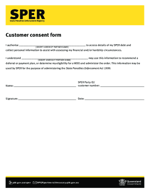 Fillable Online Customer consent form. hardship partners Fax Email ...