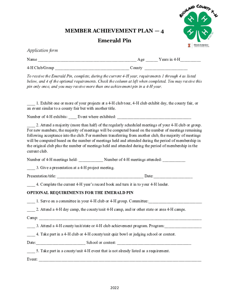 Fillable Online extension illinois 4 EMERALD PIN Application form Fax ...