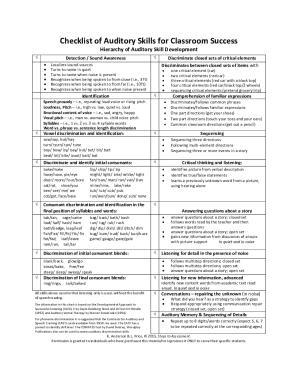 Fillable Online What to Expect for a Child's Auditory Development Fax ...
