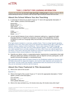 Context for Learning Ination Template. World Language for Washington ...