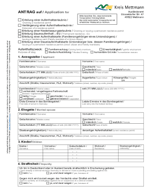 Ausfüllbar Online Antrag auf Aufenthaltserlaubnis ...