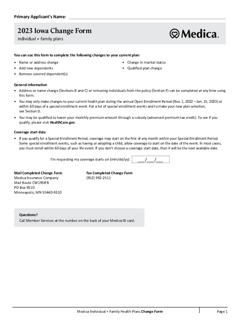 Fillable Online 2023 Iowa Change Form Fax Email Print - pdfFiller