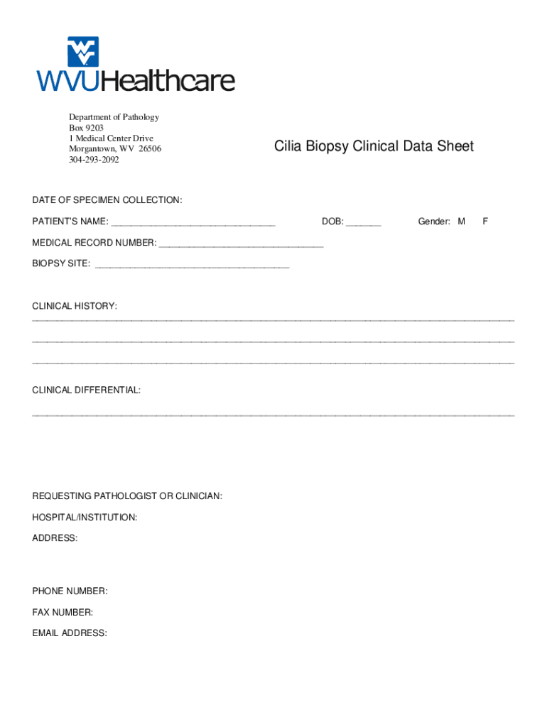 Fillable Online Cilia Biopsy Clinical Data Sheet Fax Email Print - pdfFiller