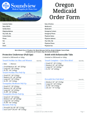 Fillable Online Oregon Medicaid Order Form Fax Email Print - pdfFiller