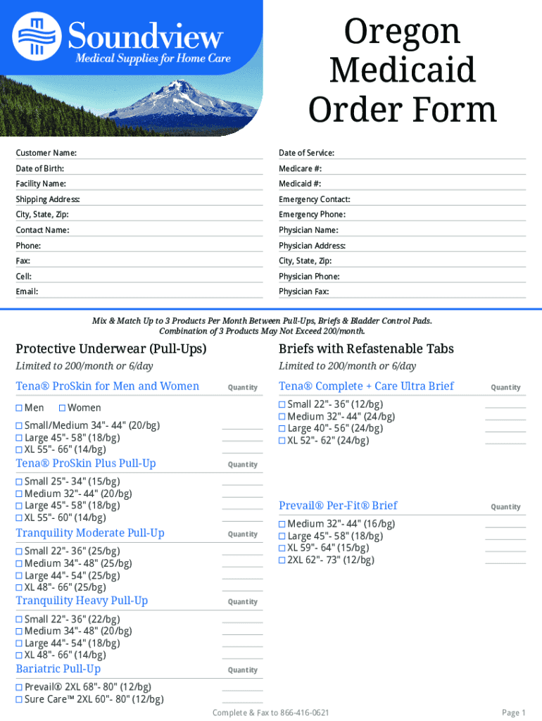 Fillable Online Oregon Medicaid Order Form Fax Email Print - pdfFiller