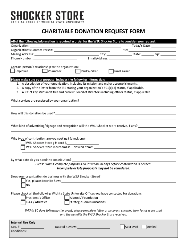 Fillable Online DONATION REQUEST APPLICATION Fax Email Print - pdfFiller