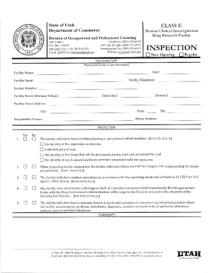 Fillable Online dopl utah inspection dopl - Utah.gov Fax Email Print ...
