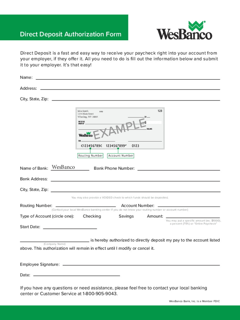 Fillable Online Direct Deposit is a fast and easy way to receive your ...